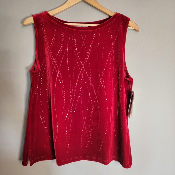 I.N. San Francisco | Tops | Beautiful Red Velvet Blouse Large | Poshmark